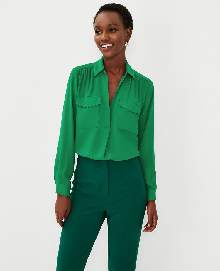 Women's Green Work Blouses & Tops | Ann Taylor
