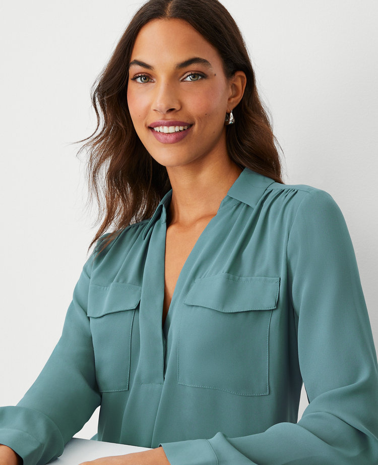 Women's Blue Work Blouses & Tops | Ann Taylor