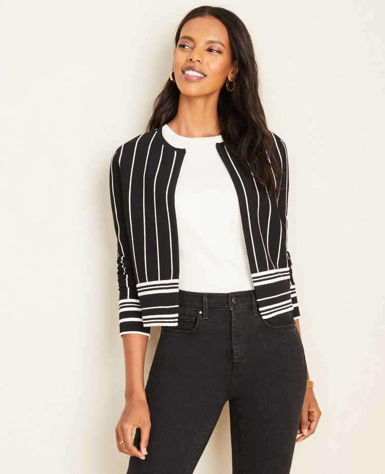 Mixed Stripe Cropped Cardigan