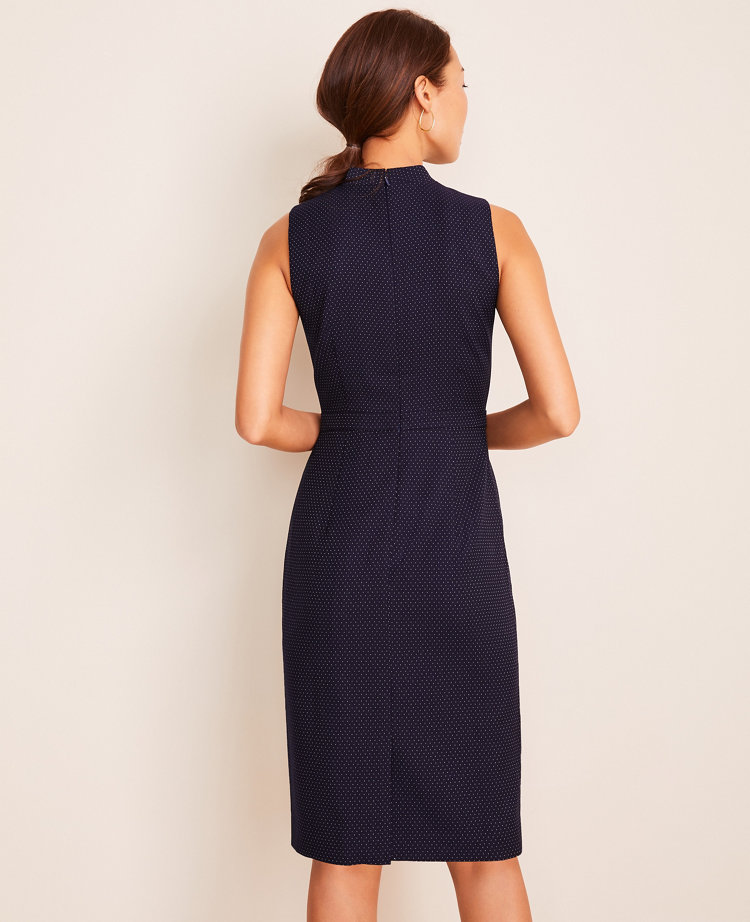 The Mock Neck Sheath Dress in Pindot