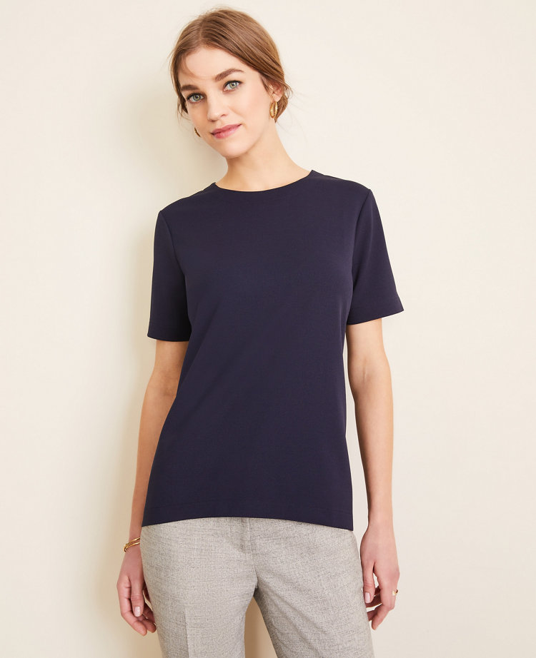 Back Pleat Mixed Media Top