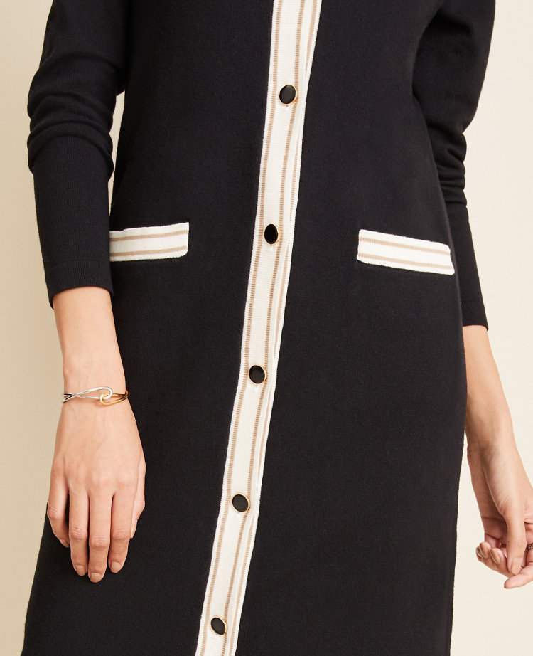 Contrast Trim Long Cardigan