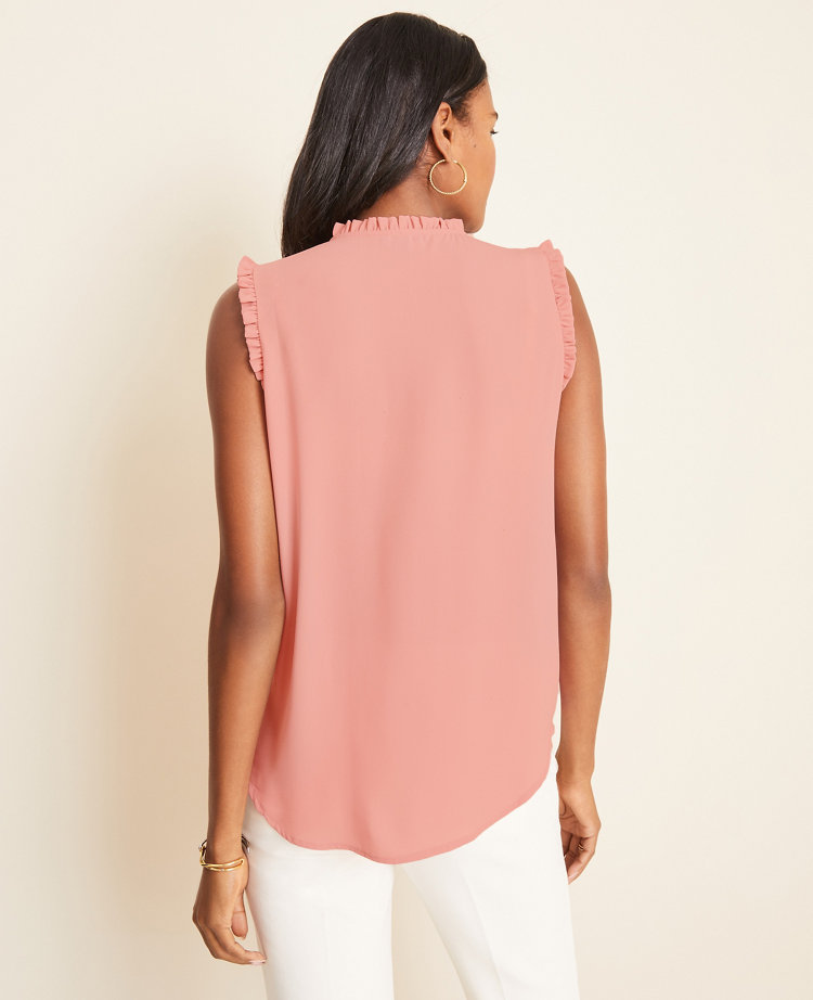 Pintucked Ruffle Shell