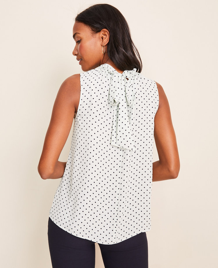 Dot Ruffle Tie Back Shell