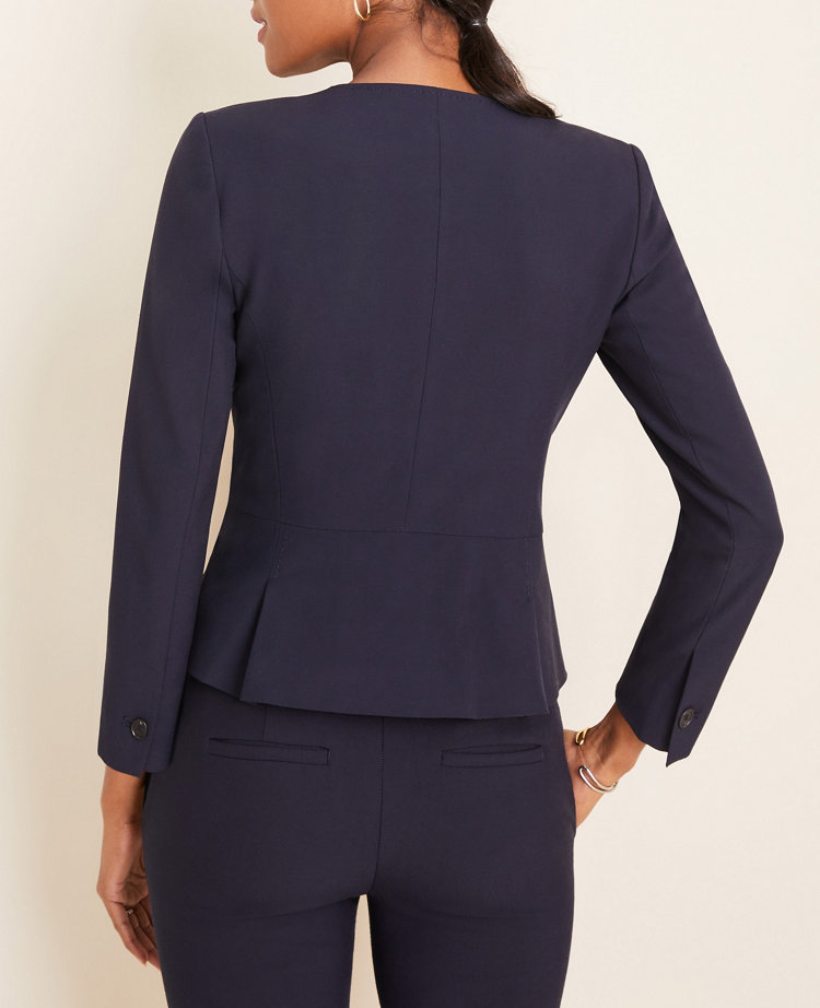 The Petite Pleated Crewneck Jacket in Seasonless Stretch