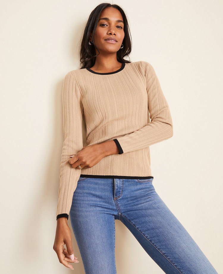 Petite Tipped Ribbed Sweater