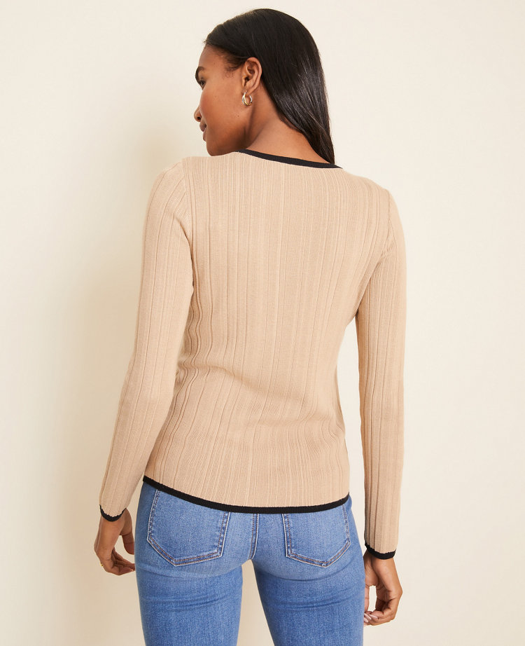 Petite Tipped Ribbed Sweater