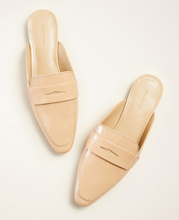 Geraldine Patent Leather Loafer Slides