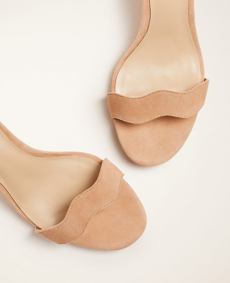 Nicole Wavy Suede Block Heel Sandals
