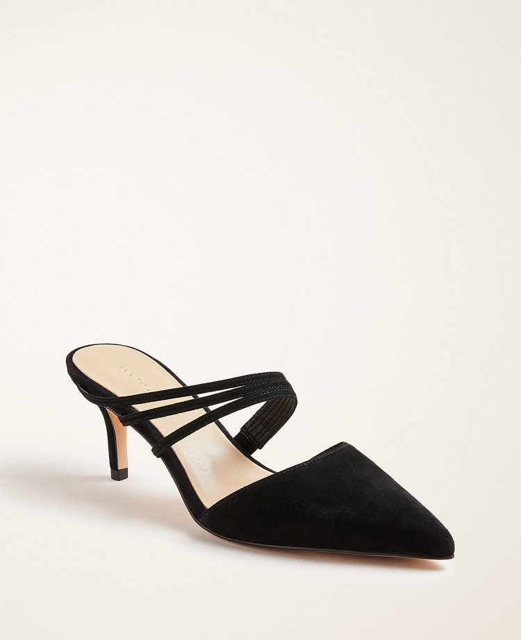Amabella Strappy Suede Mule Pumps