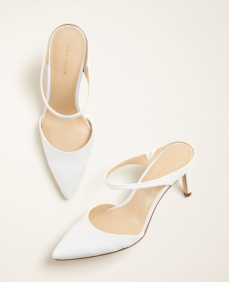 Jodie Embossed Leather Mule Pumps