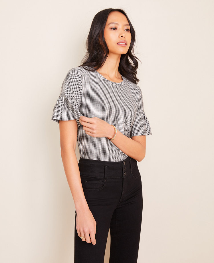 Pleated Ruffle Sleeve Tee