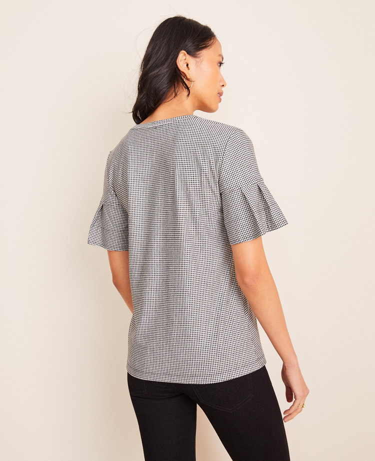 Pleated Ruffle Sleeve Tee