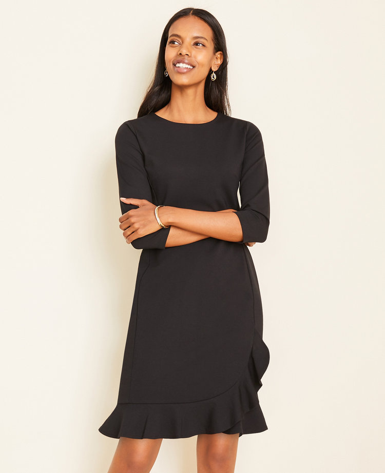 Ponte Ruffle Hem Dress