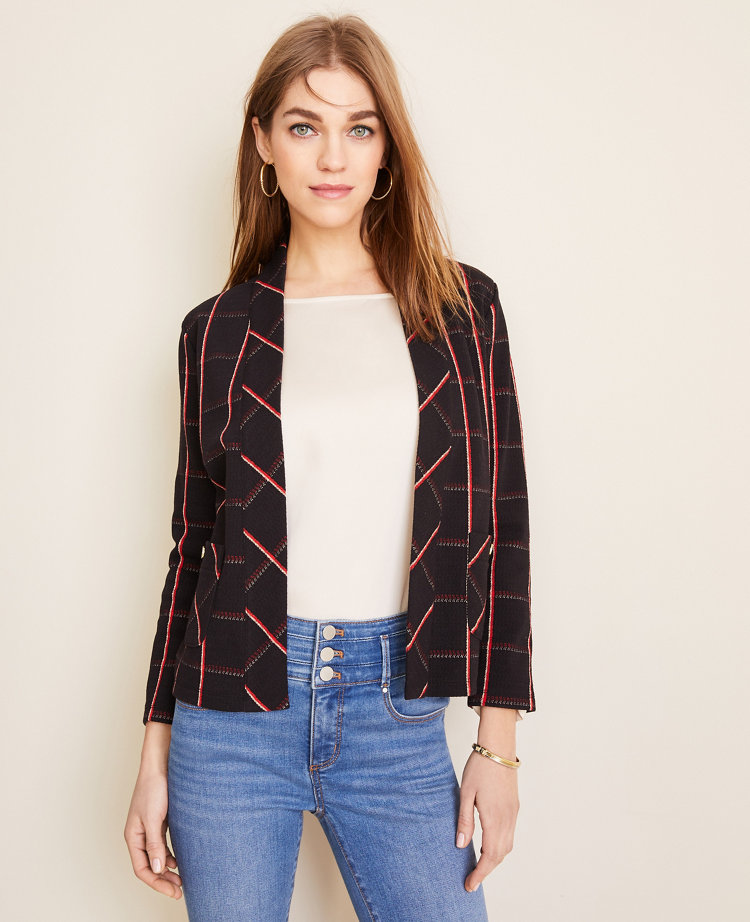 Plaid Open Cardigan