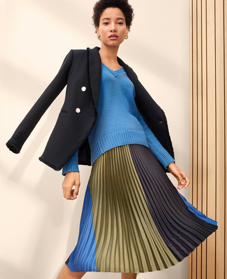 Petite Colorblock Pleated Skirt