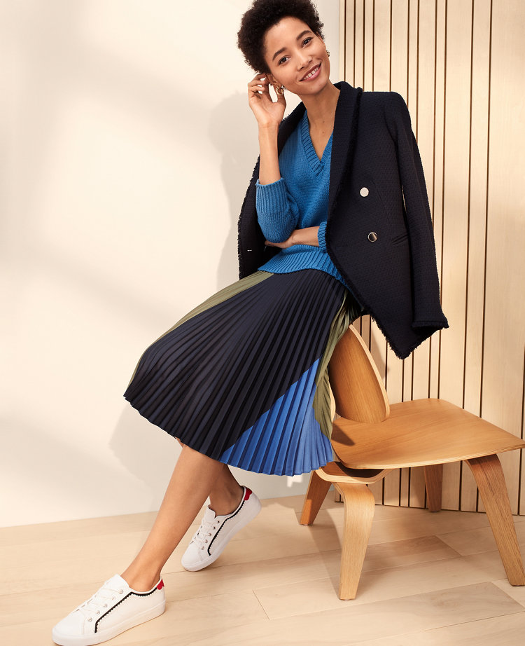 Petite Colorblock Pleated Skirt