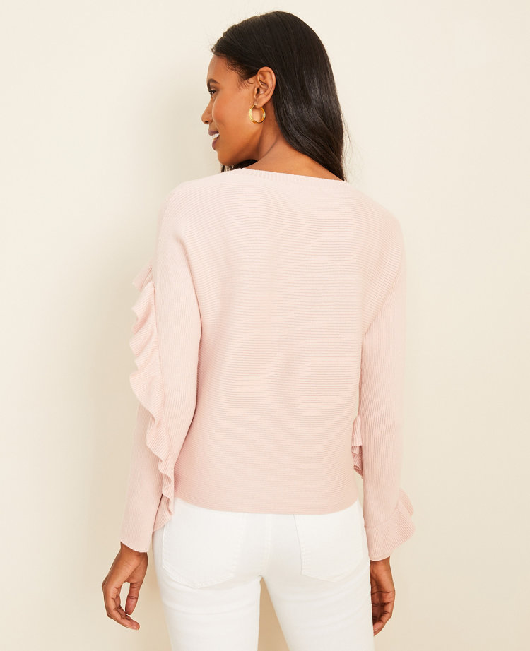 Petite Ribbed Ruffle Sweater