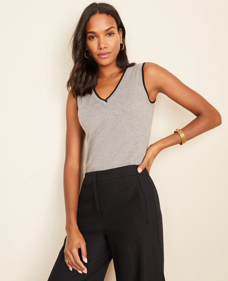 Tipped Double V Sweater Shell