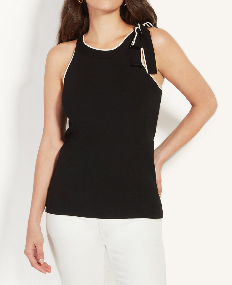 Tipped Tie Halter Sweater