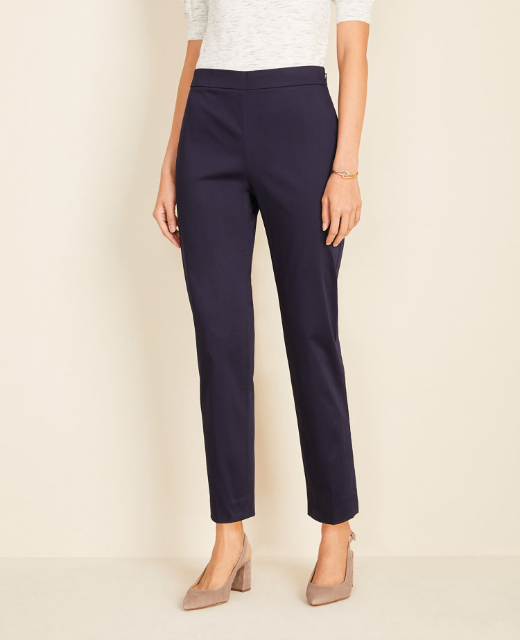 The Petite Side Zip Pant in Cotton Sateen