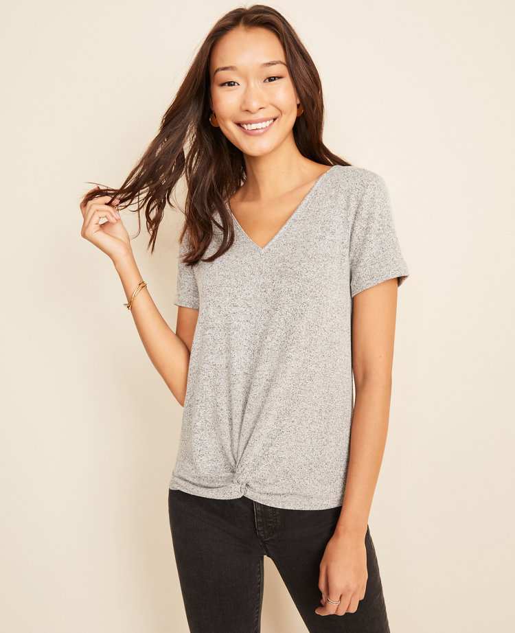 V-Neck Twist Front Tee