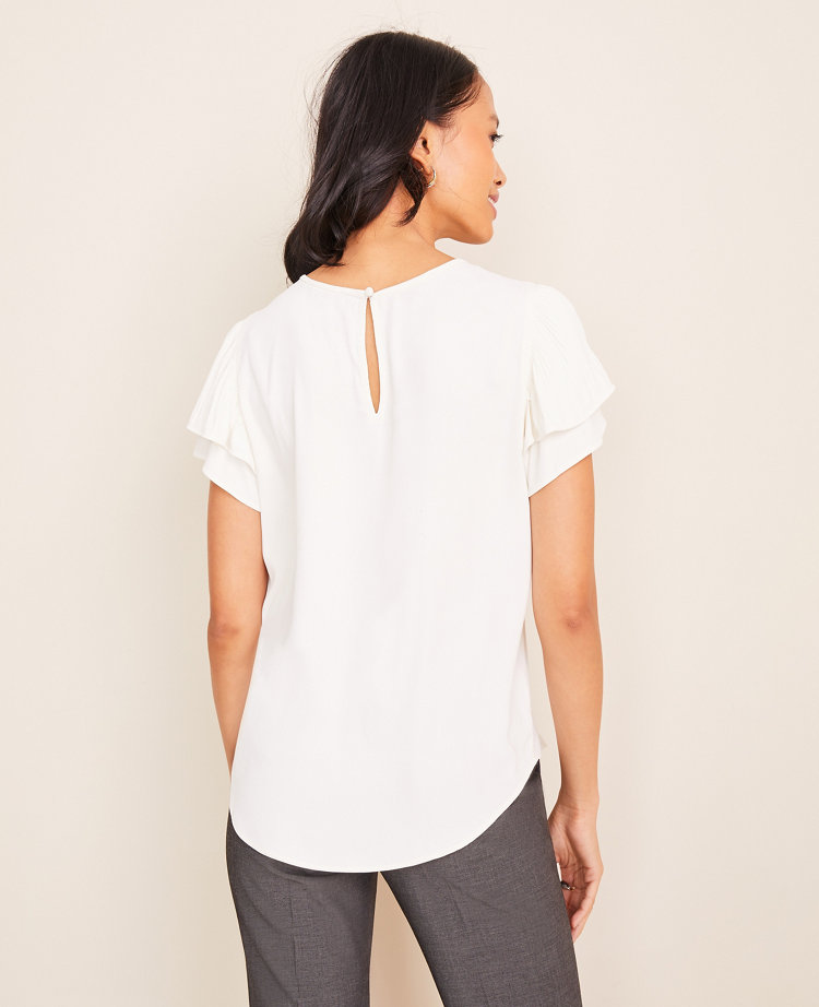 Pleated Flutter Sleeve Tee