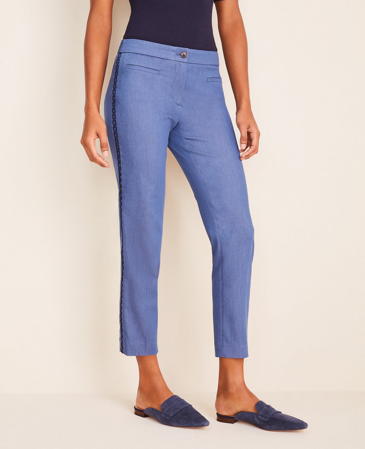 The Petite Chambray Cotton Crop Pant