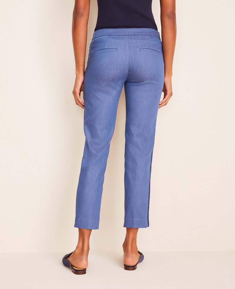 The Petite Chambray Cotton Crop Pant