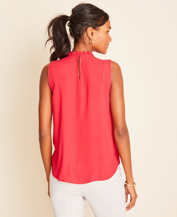 Lace Pintucked Ruffle Shell