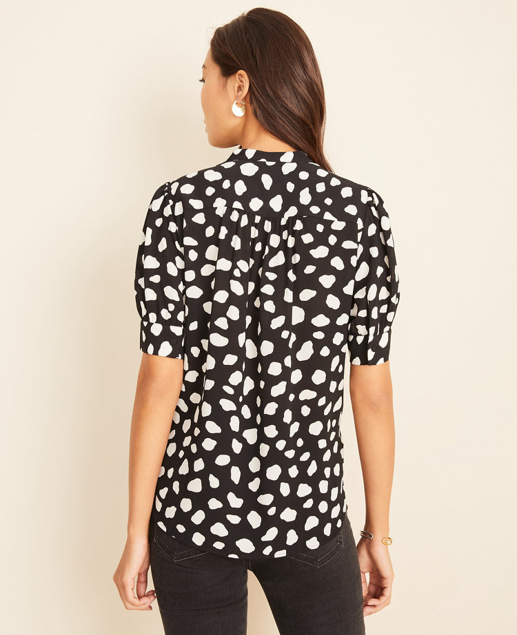 Petite Leopard Print Split Neck Popover