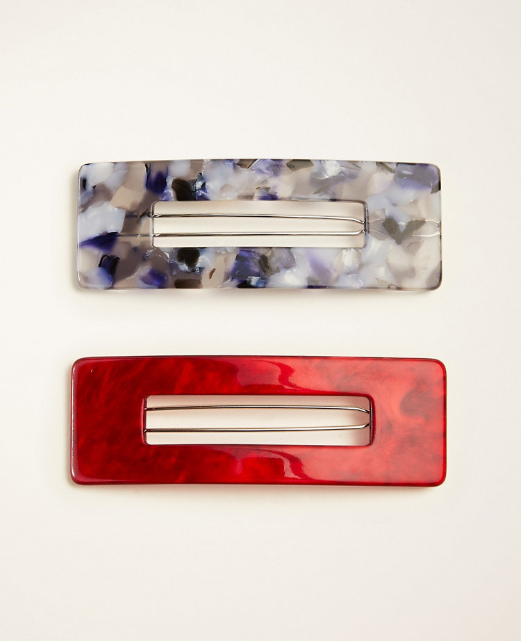 Rectangle Resin Barrette Set