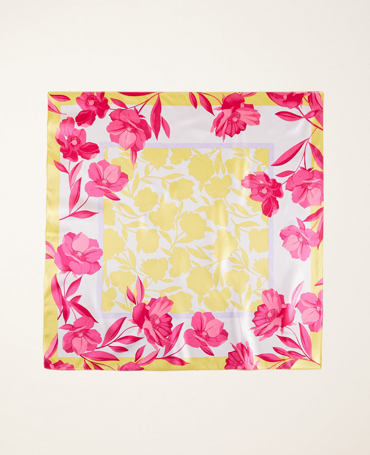 Border Floral Silk Little Scarf