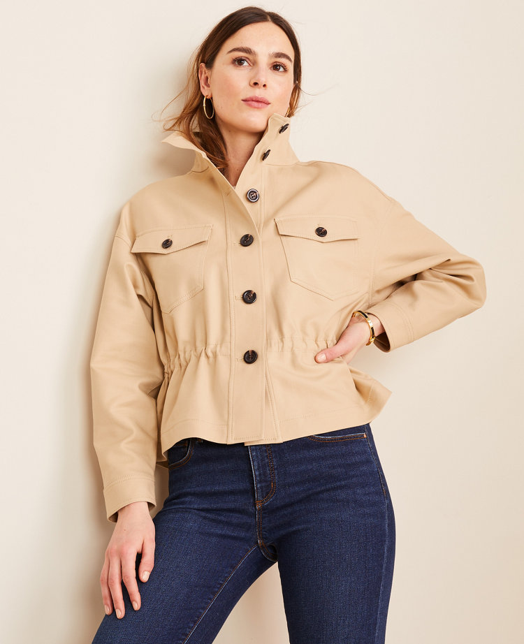 Tall Drawstring Stand Collar Jacket