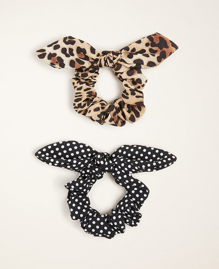 Cheetah Print Bow Scrunchie Set