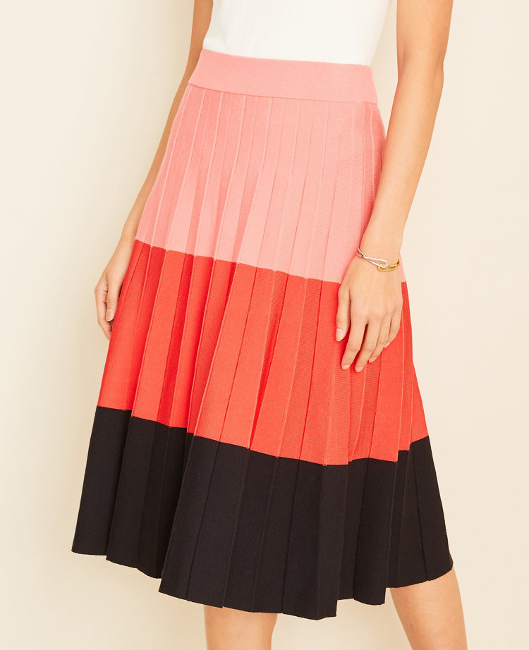 Petite Colorblock Pleated Sweater Skirt