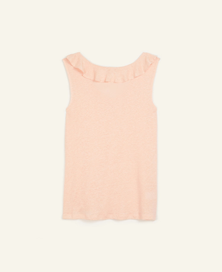 Linen Ruffle Neck Shell