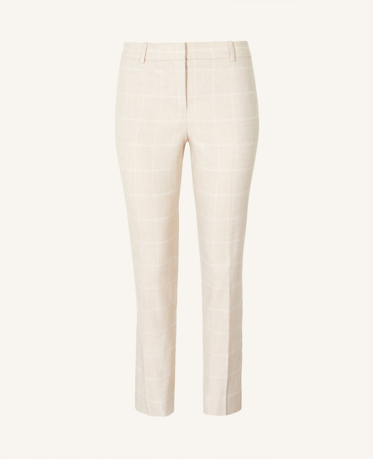 The Ankle Pant in Windowpane Linen Twill - Curvy Fit