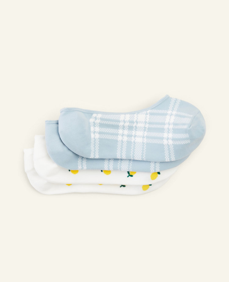 Lemon & Plaid No Show Sock Set