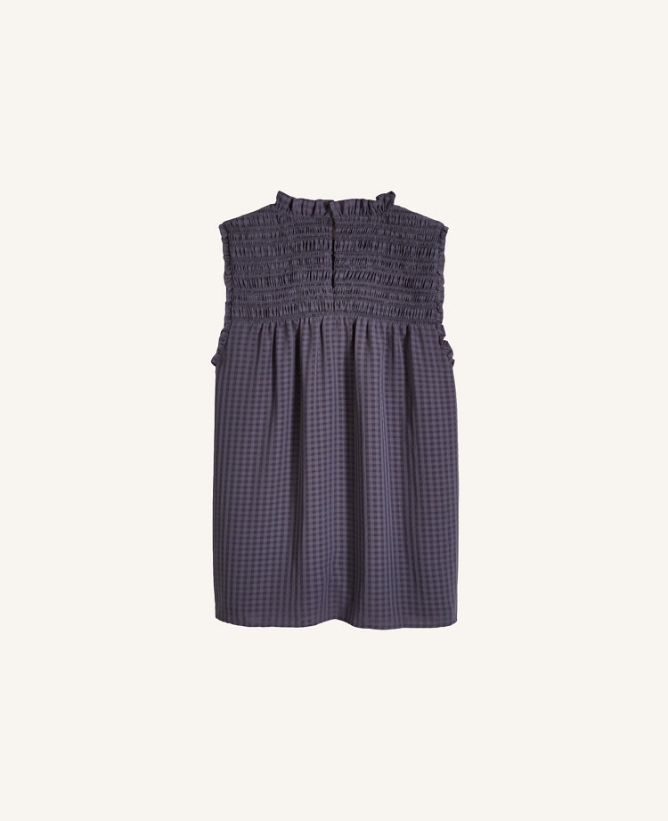 Ruffle Neck Smocked Yoke Shell