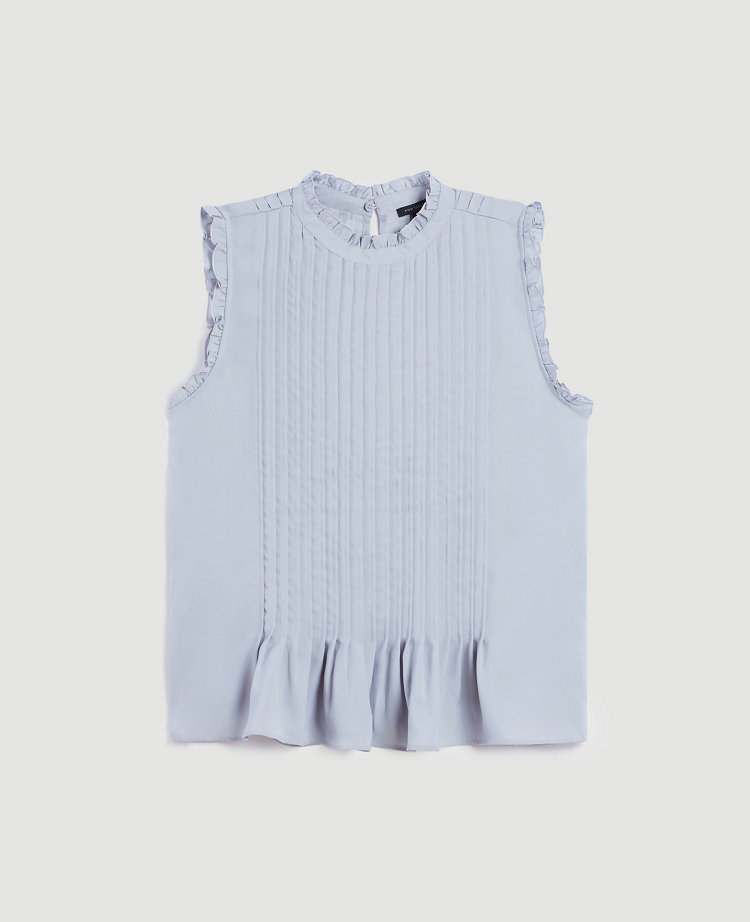 Ruffle Pintucked Shell