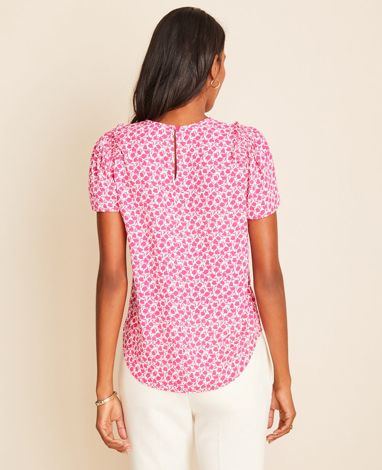 Floral Smocked Shoulder Tee