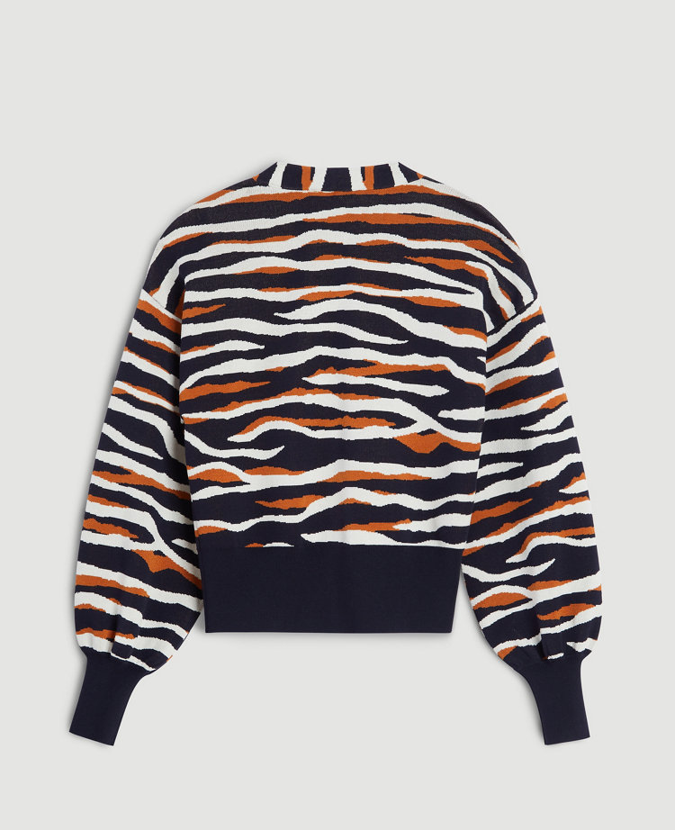 Tiger Print V-Neck Cardigan