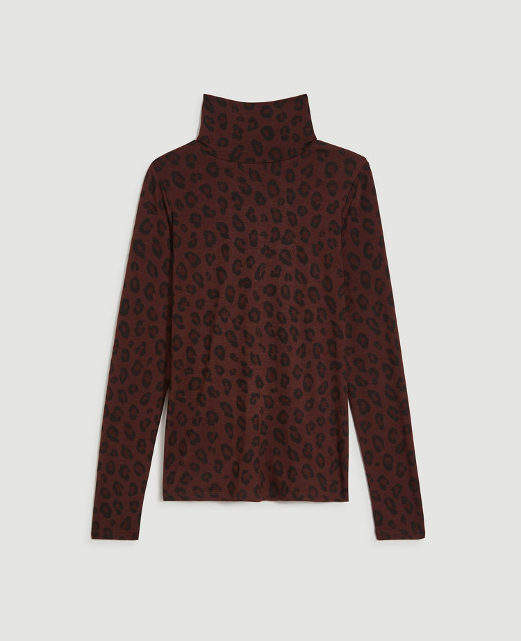 Animal Print Turtleneck Top