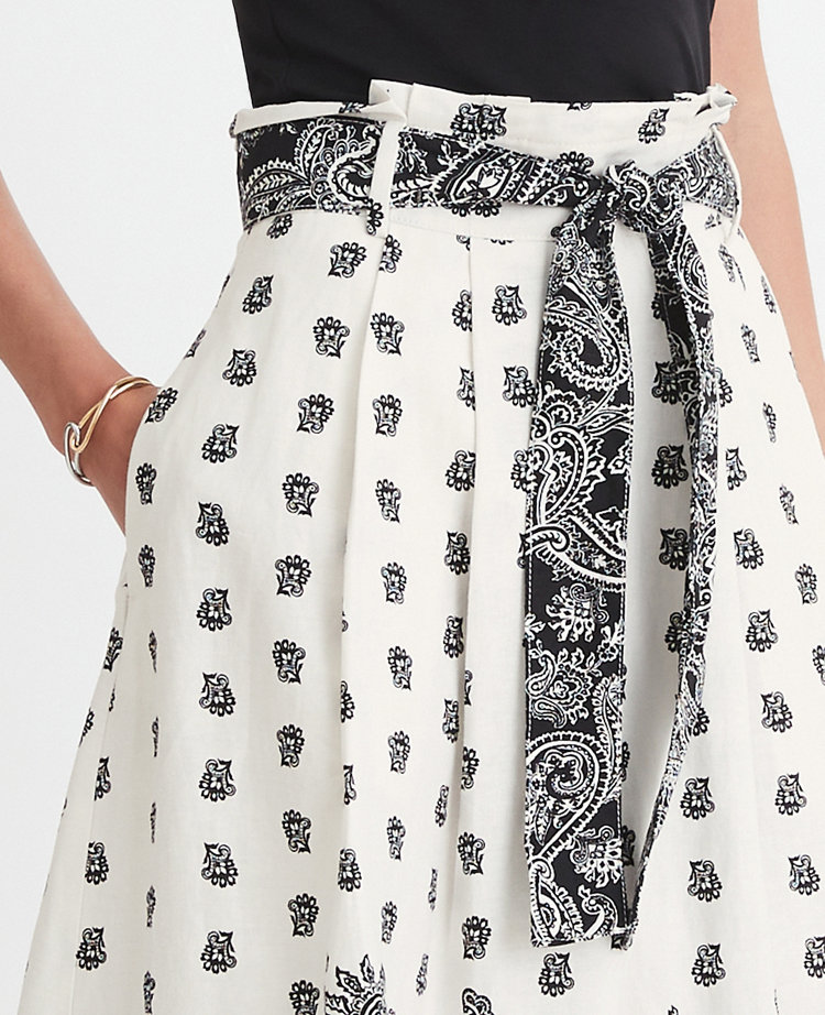 Paisley Border Paperbag Belted Skirt