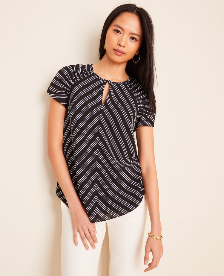 Tall Stripe Smocked Sleeve Tee