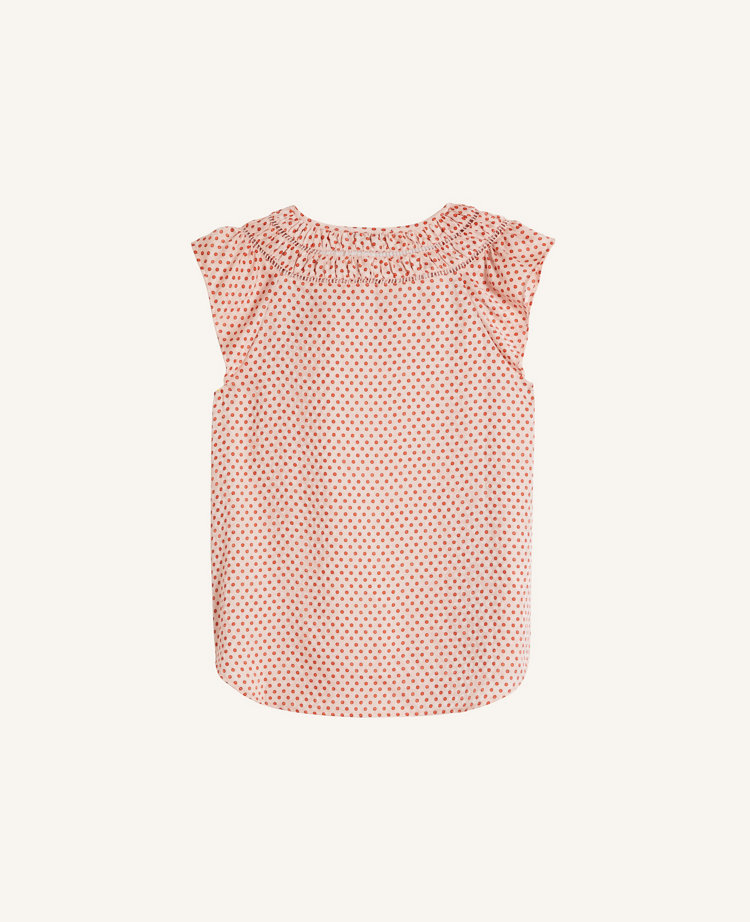 Dotted Cutout Tie Neck Shell