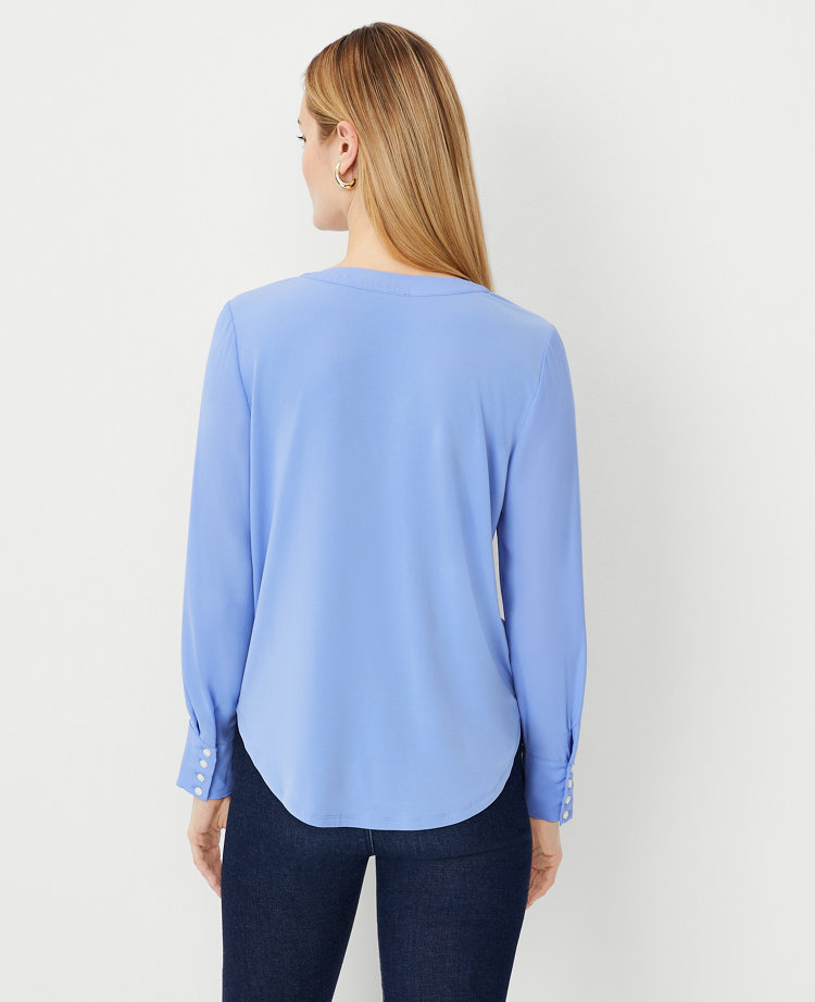 Mixed Media Pleat Front Top