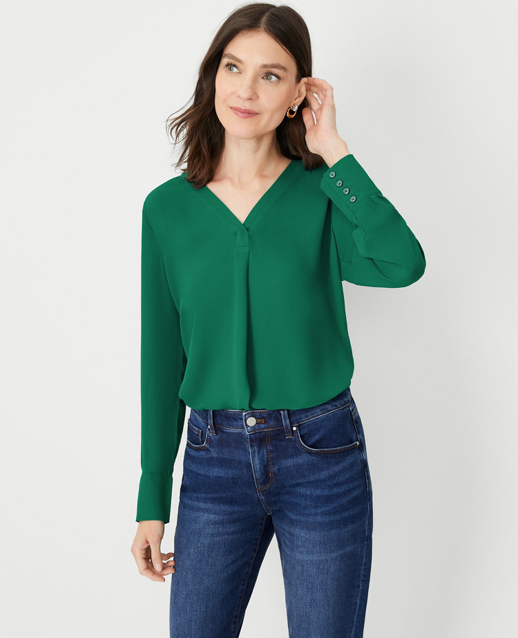 Mixed Media Pleat Front Top