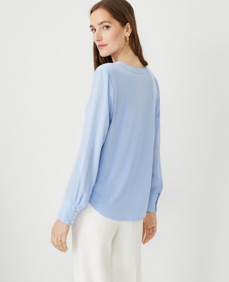 Mixed Media Pleat Front Top